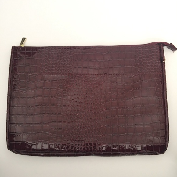 Bags | Burgundy Croc Print Laptop Bag | Poshmark